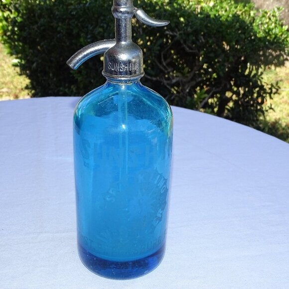 Sunshine Sparkling Seltzer0 | Dining | Vintage Blue Glass Seltzer ...